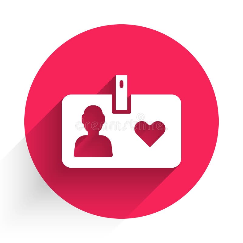 White Identification Card Volunteer Icon Isolated with Long Shadow ...