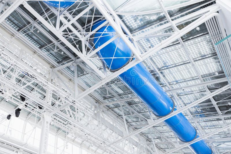 White Industrial Interior with Ceiling Steel Framework Stock Photo ...