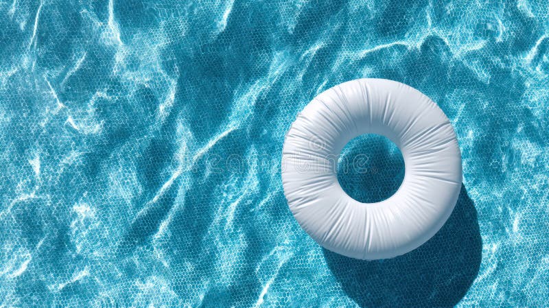 White Pool Float in Transparent Blue Water Ripple Summer Background ...