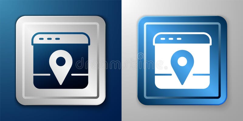 White Infographic of City Map Navigation Icon Isolated on Blue and Grey ...