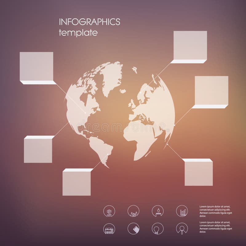 White Infographic Template with Transparent Elements and Set of Icons ...