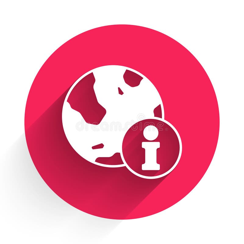White Information Icon Isolated with Long Shadow. Red Circle Button ...