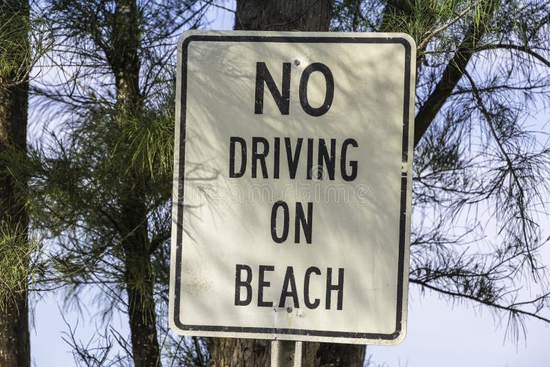 Information Sign - No Driving on Beach Stock Photo - Image of guide ...