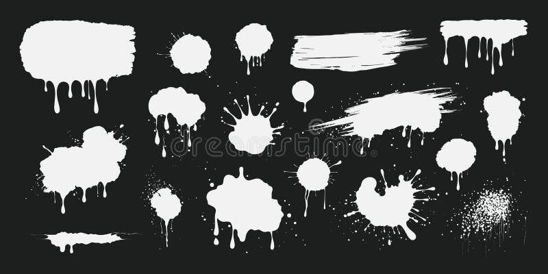 White Ink Drops. Isolated Paint Splashes. Stock Illustration ...