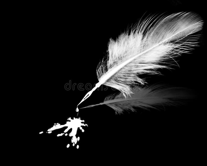 White ink and feather stock image. Image of note, light - 7568767