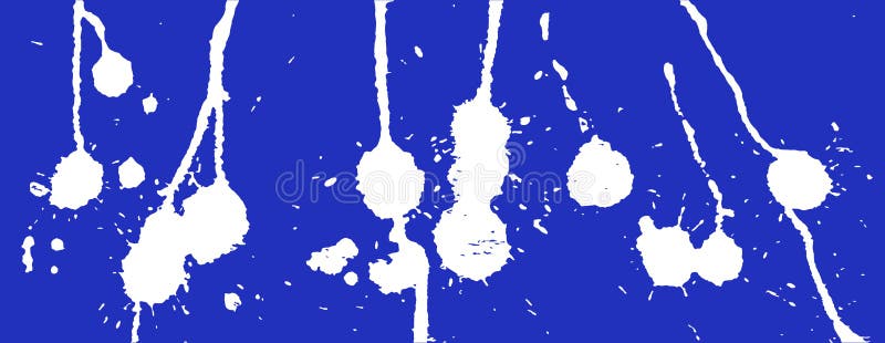 White Ink Splash. Paint Splatter. White Blots on Blue. Paint Stains ...