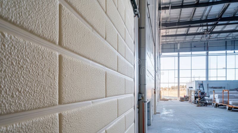 White Insulated Sandwich Panel Wall in Empty Warehouse Building Stock ...