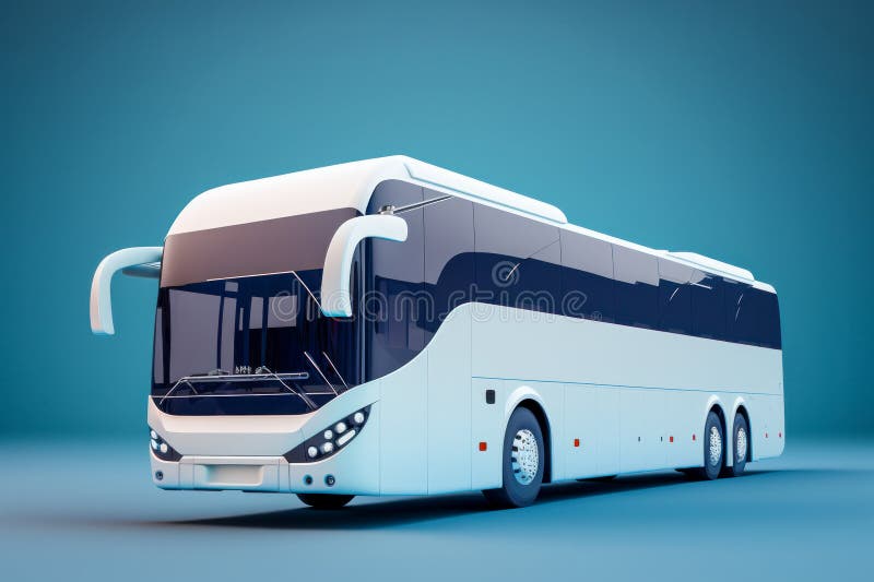 White Intercity Bus on Solid Blue Background.. Stock Illustration ...