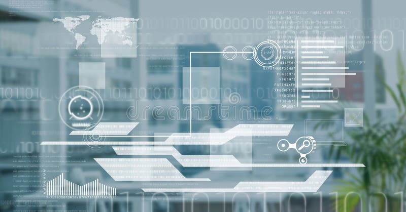 White Interface Against Blurry Office Stock Illustration - Illustration ...