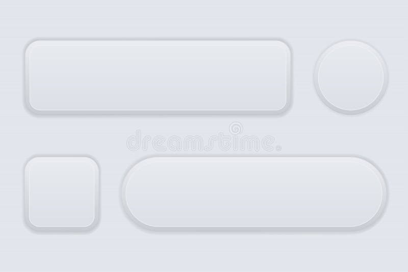White Interface Buttons. Blank 3d Icons Stock Vector - Illustration of ...