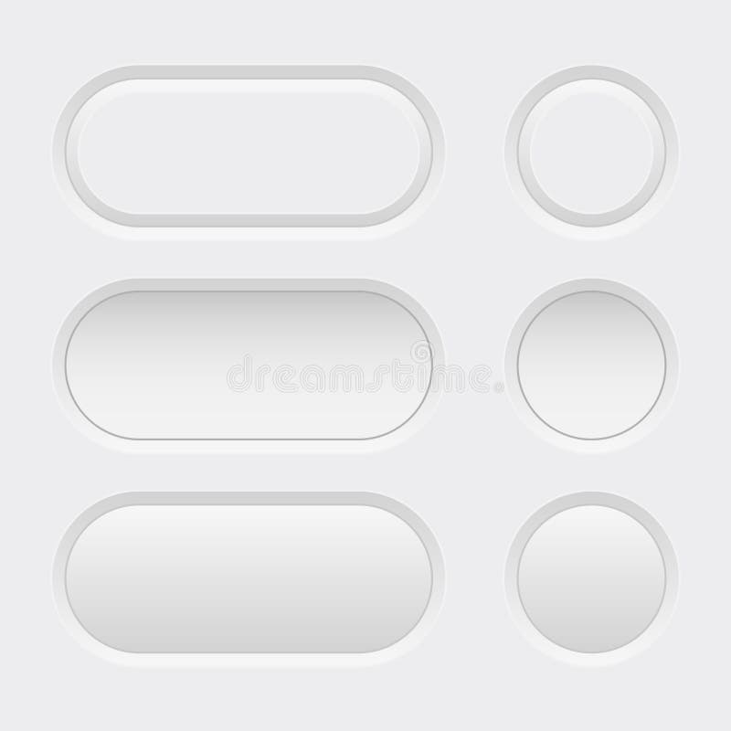 White Interface Buttons. Normal and Pushed Stock Vector - Illustration ...