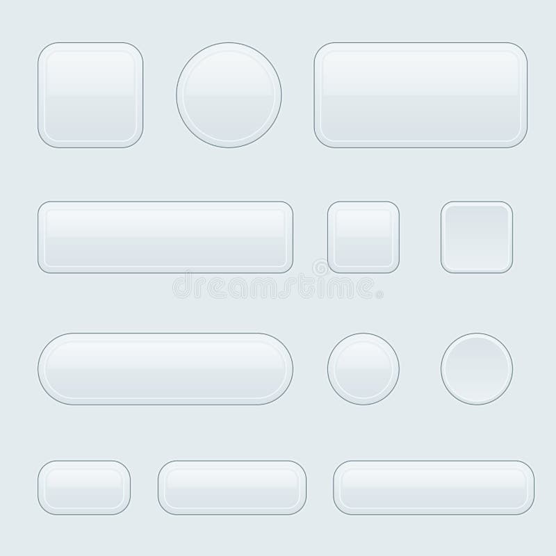 White Interface Buttons. Set of Blank Geometric Shaped 3d Icons Stock ...
