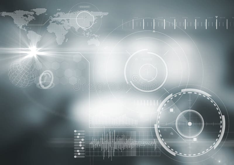 White Interface with Flare Against Blurry Grey Room Stock Illustration ...