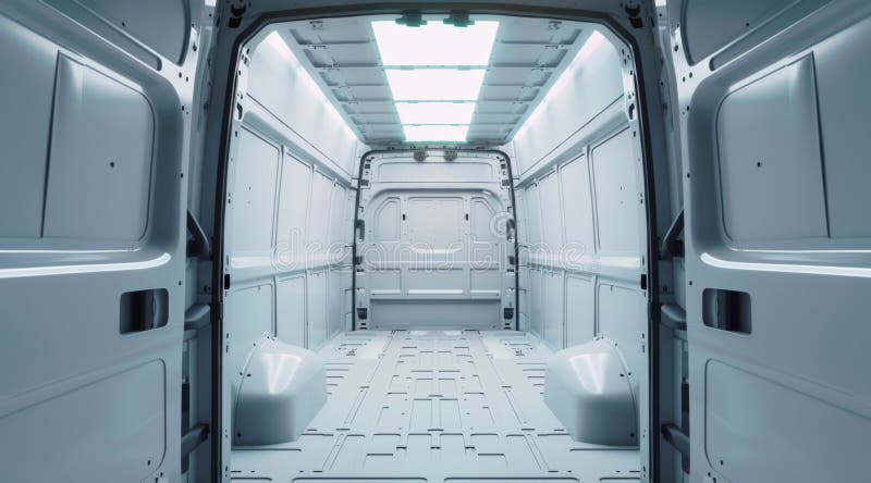 White Interior of the Cargo Area of the New Fridge Van. Refrigeration ...