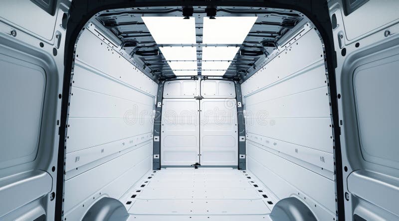 White Interior of the Cargo Area of the New Fridge Van. Refrigeration ...