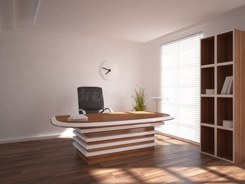 White Interior Concept of Work Place Stock Illustration - Illustration ...