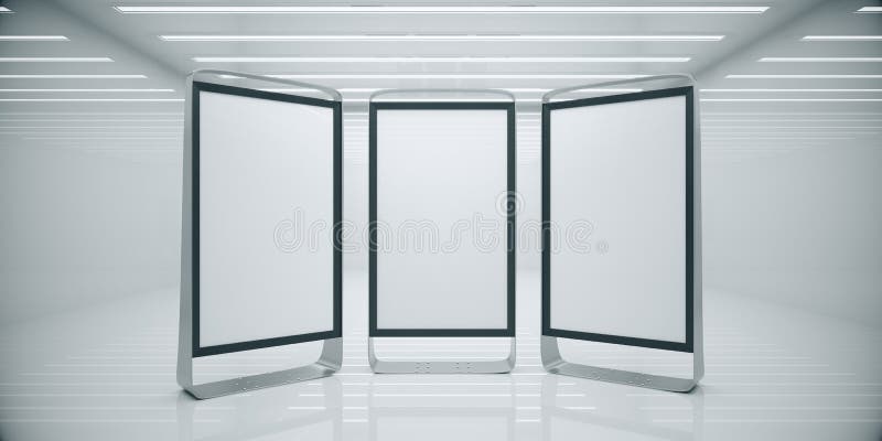 White Interior with Empty Ad Stands Stock Illustration - Illustration ...