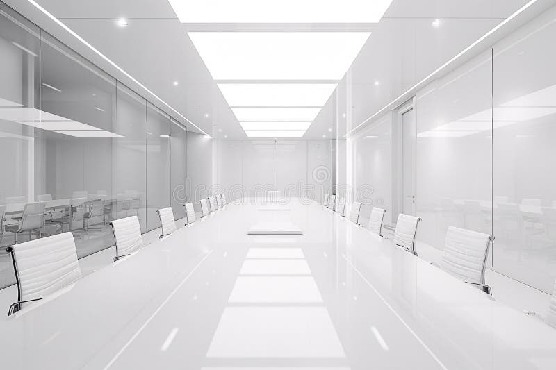 White Interior of Empty Modern Conference Room Stock Illustration ...