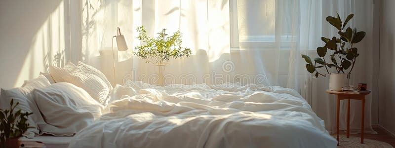 White Interior in Hotel Bed. Selective Focus Stock Image - Image of ...