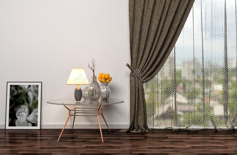 White Interior with Large Window. 3d Illustration Editorial Image ...