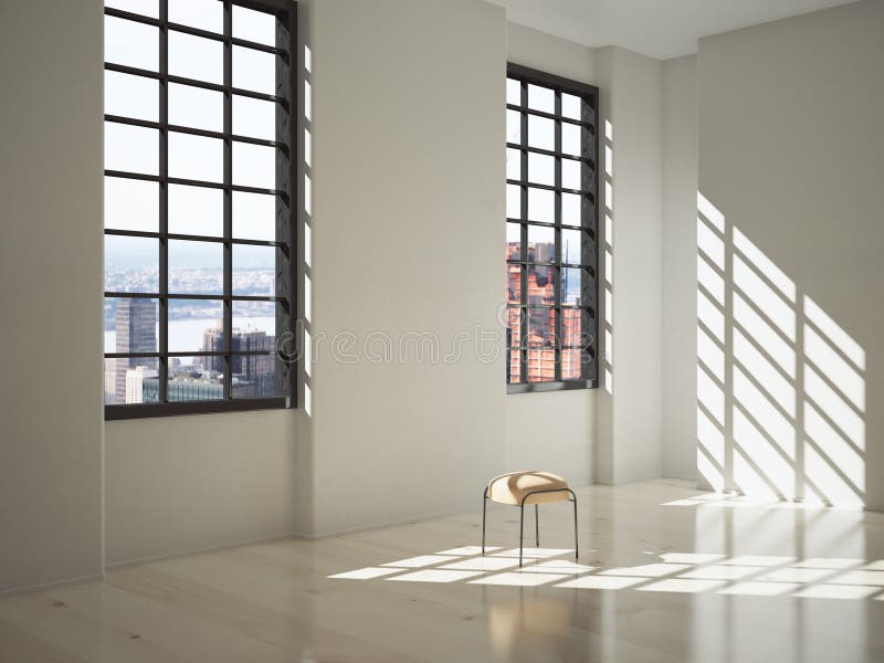 White Interior with Sunlight Stock Illustration - Illustration of ...