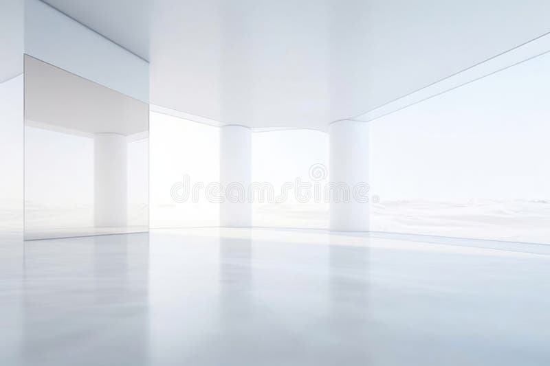 White Interior Wall Room Modern Floor Architecture Hall Light Empty ...