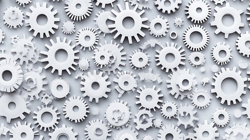 White Interlocking Gears Mechanical Background Texture Stock ...