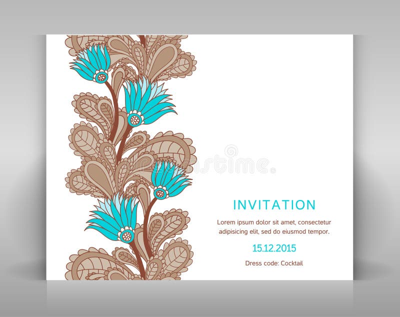 White Invitation with Floral Decoration. Stock Vector - Illustration of ...