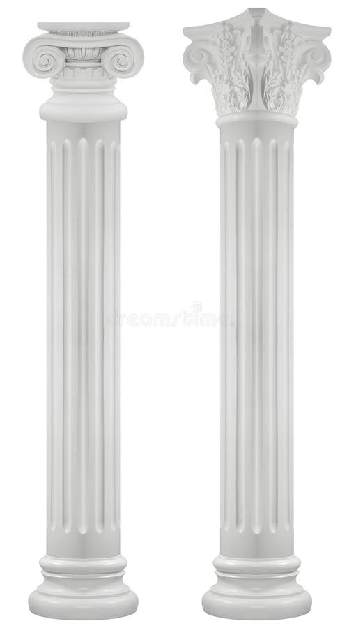 White Ionic Roman Pillar Isolated on White Background with Clipping ...