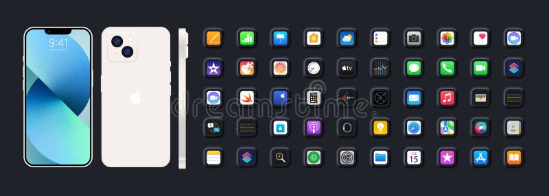 Apple Interface. Iphone Display. Iphone Home Page with Popular Apps ...