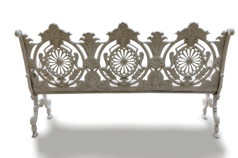 White iron bench rear view stock image. Image of furniture - 317246889