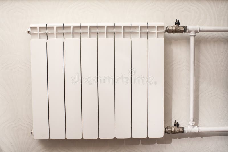 White Iron Radiator Central Heating in Room Stock Image - Image of home ...