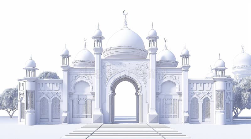 White Islamic Gate in the Form of a Mosque with a Round Dome. Mosque ...