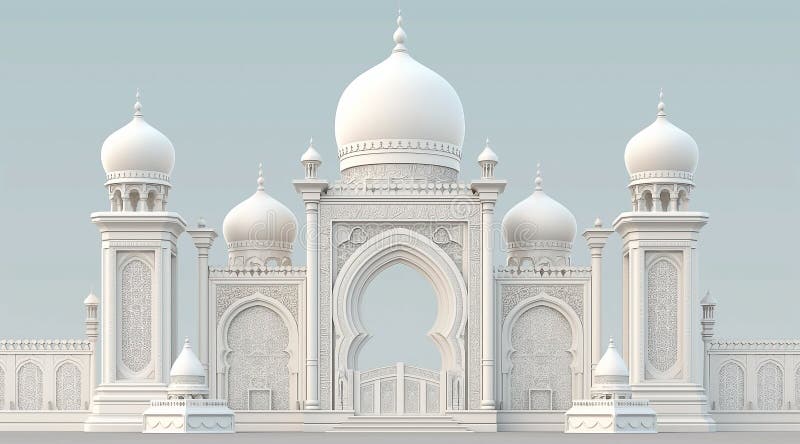 White Islamic Gate in the Form of a Mosque with a Round Dome. Mosque ...