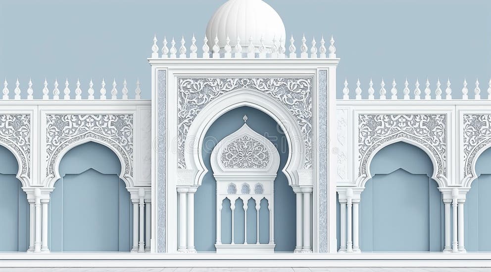 White Islamic Gate in the Form of a Mosque with a Round Dome. Mosque ...