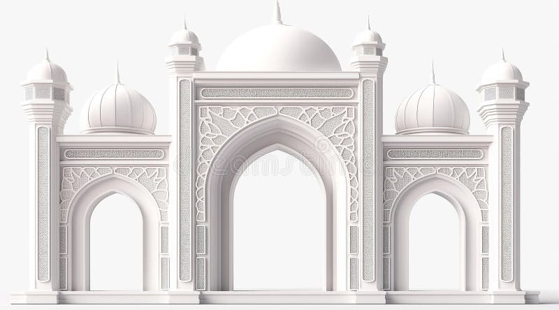 White Islamic Gate in the Form of a Mosque with a Round Dome. Mosque ...
