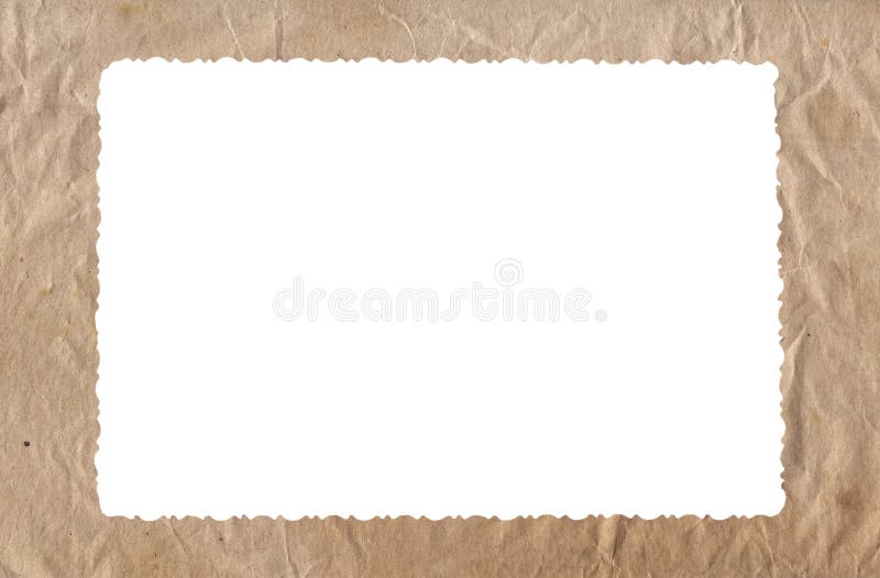 White Isolated Frame with Old Vintage Rough Torn Paper Stock Image ...