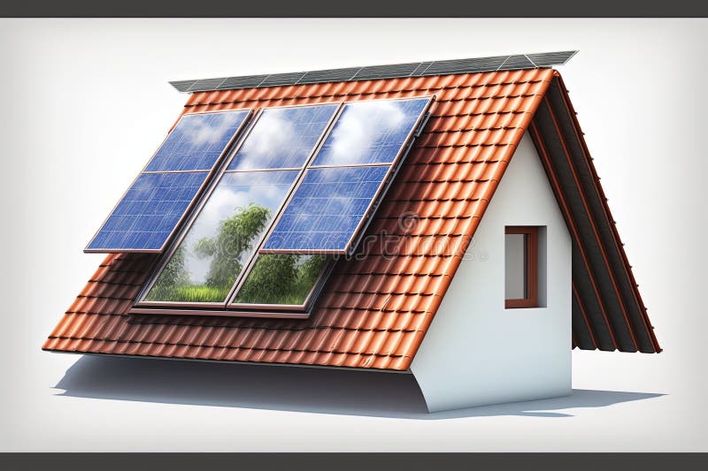 White Isolated Windows Roof Tile Ceramic Panel Solar Stock Illustration ...