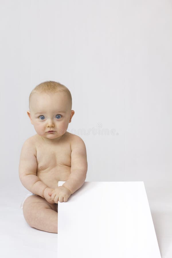 White Isolation Of Baby With Blank Board Stock Image - Image of boys ...