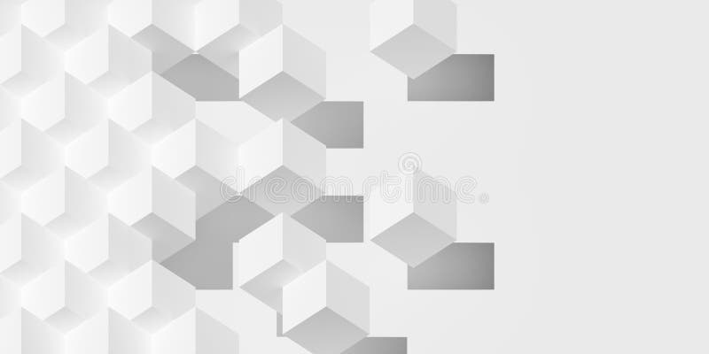 White Isometric Cube or Boxes Background Abstract Modern Minimal ...