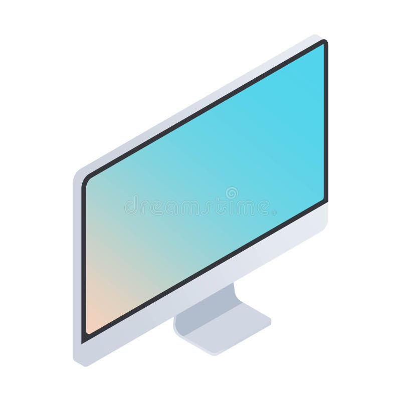 White isometric pc monitor stock vector. Illustration of screen - 253723094