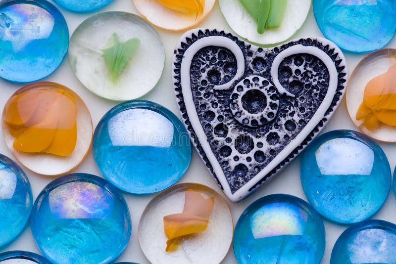 White Ivory Heart Shape is among of Color Glasses Stock Image - Image ...