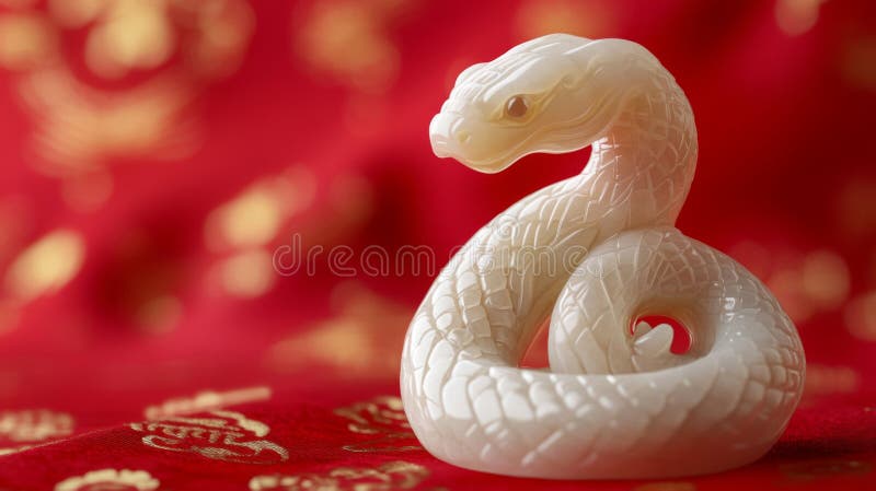 White Jade Serpent Sculpture on Red Fabric Stock Illustration ...