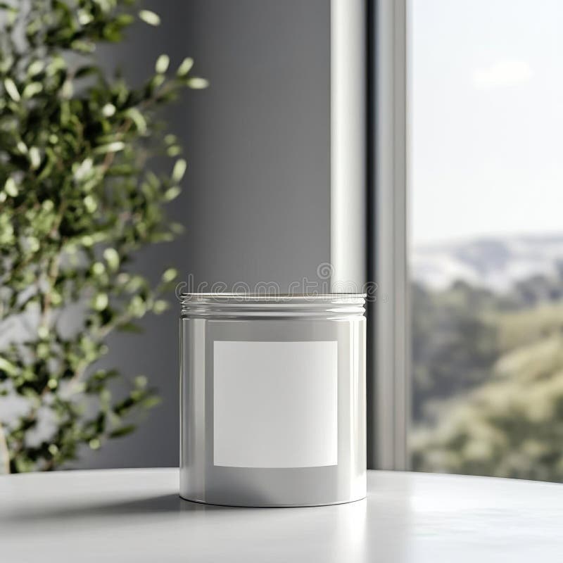 White Jar with Blank Label on Table Stock Illustration - Illustration ...