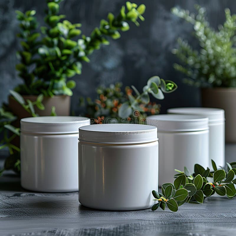 White Jars on a Grey Background Stock Illustration - Illustration of ...