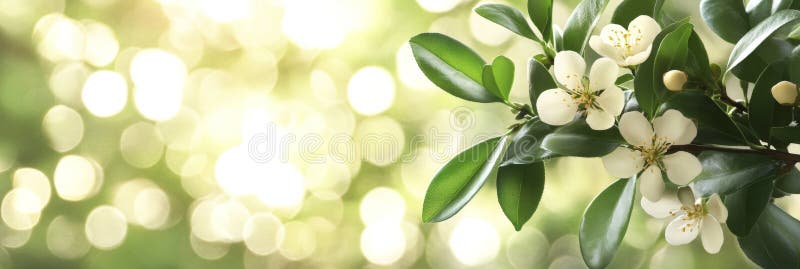 White Jasmine Flowers Bloom Spring Theme, Sunlight with Lens Flare ...