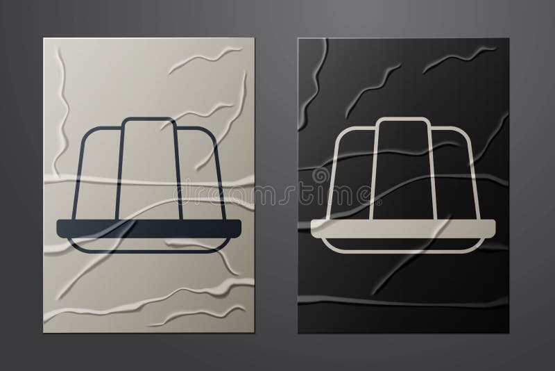 White Jelly Cake Icon Isolated on Crumpled Paper Background. Jelly ...