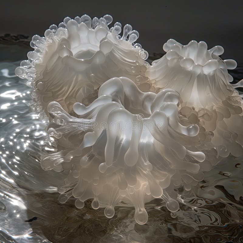 White Jelly Spheres Deform Each Other Stock Photo - Image of chemical ...