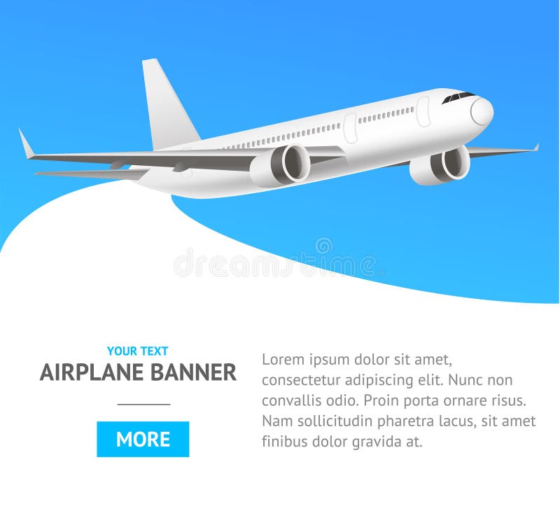 White Jet Airplane in the Air Banner. Vector Stock Vector ...