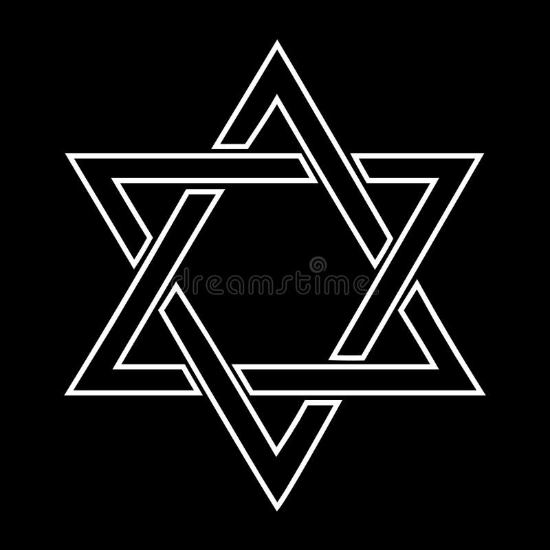 White Jewish Star Design On Black Background Stock Illustration ...